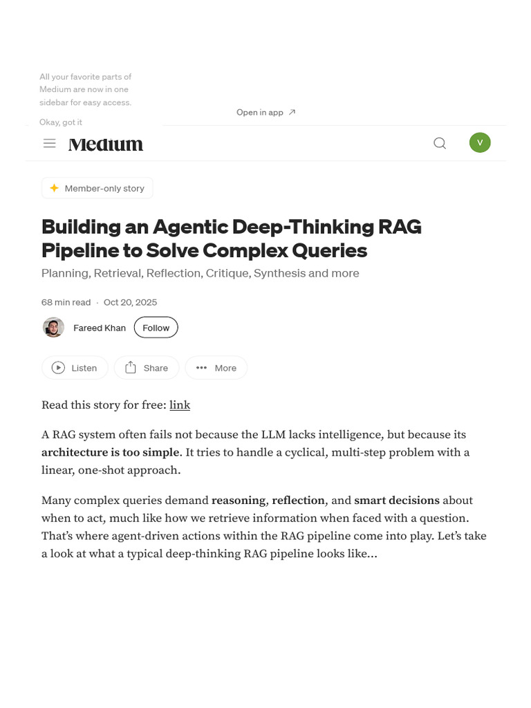 Building an Agentic Deep-Thinking RAG Pipeline to Solve Complex Queries ...