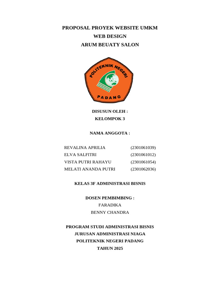 Kelompok 3 Proposal Proyek Website Umkm Arum Beauty Salon | PDF