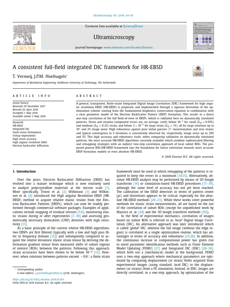 A Consistent Full-Field Integrated DIC Framework For HR-EBSD | PDF ...