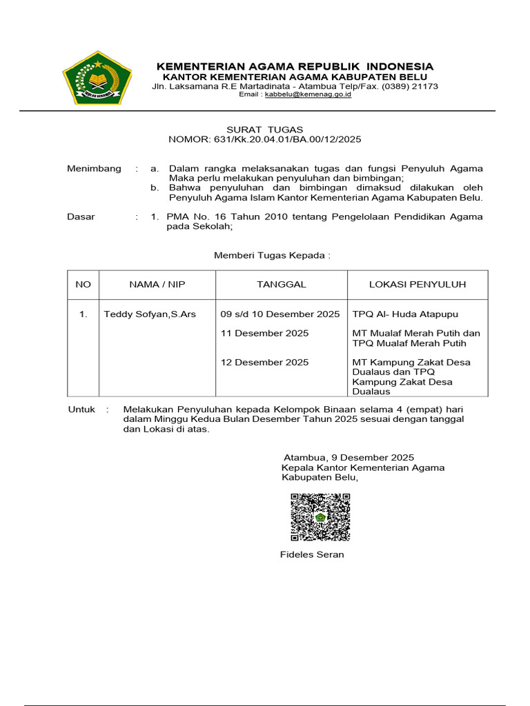 Surat tugas.T Teddy Sofyan | PDF