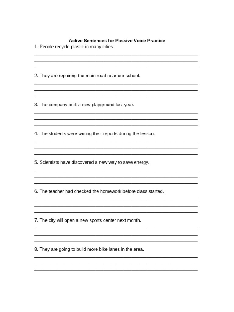 Active Voice Exercises for Practice | PDF | Chess | Chess Theory