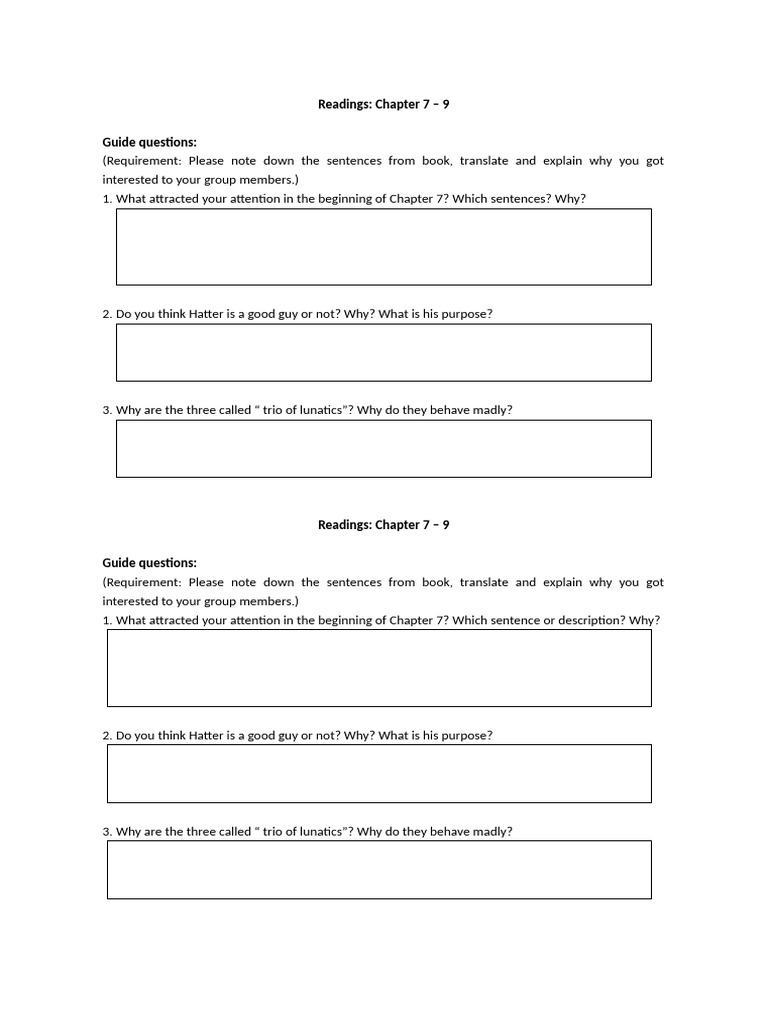 Chapter 7-9 Reading Guide Questions | PDF