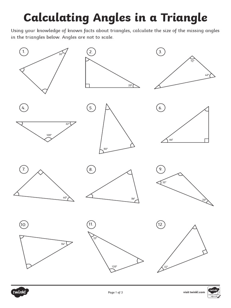 Calculate Missing Triangle Angles | PDF | Triangle | Angle