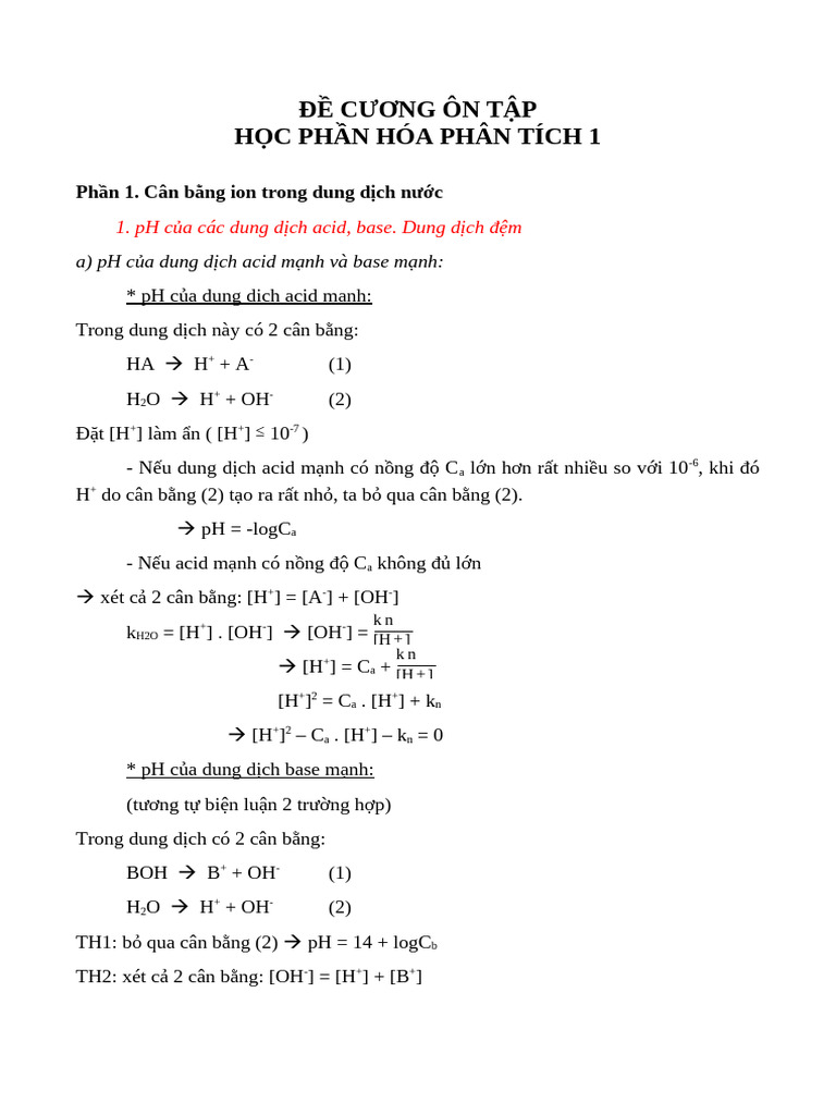 Đề Cuong Ôn Tập PT 1 | PDF