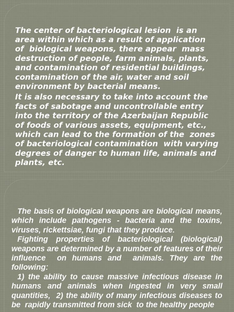 Bacteriological weapons - Presentation for Civil Defense class | PDF ...