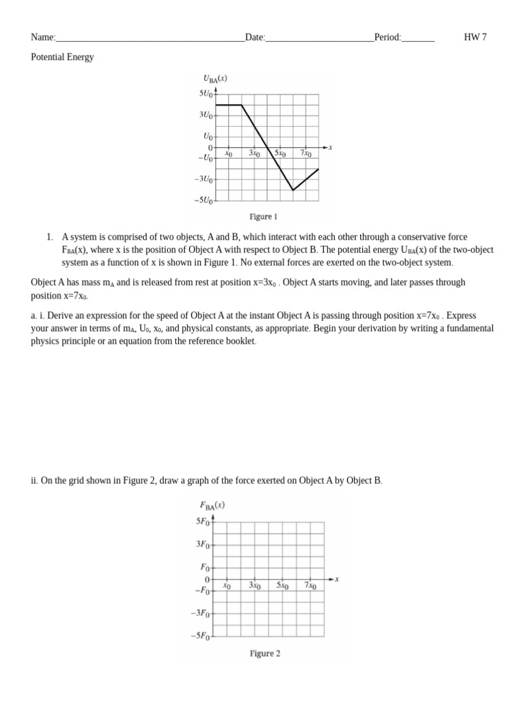 Potential Energy Problems and Solutions | PDF
