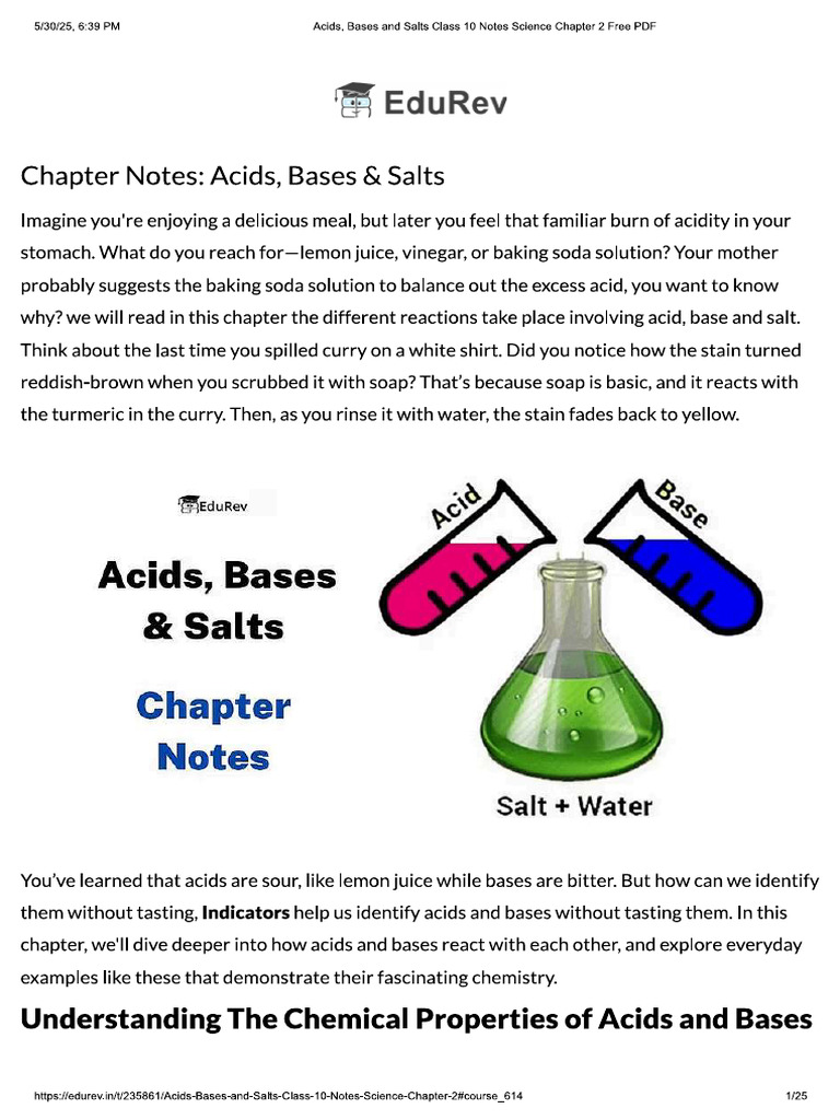 Acid Bases and Salts | PDF
