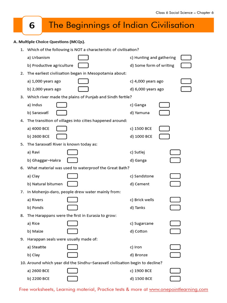 Class 6 Social Science: Indian Civilisation | PDF