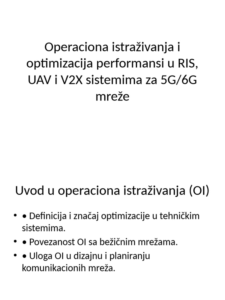 Operaciona Istrazivanja RIS UAV V2X 5G6G | PDF