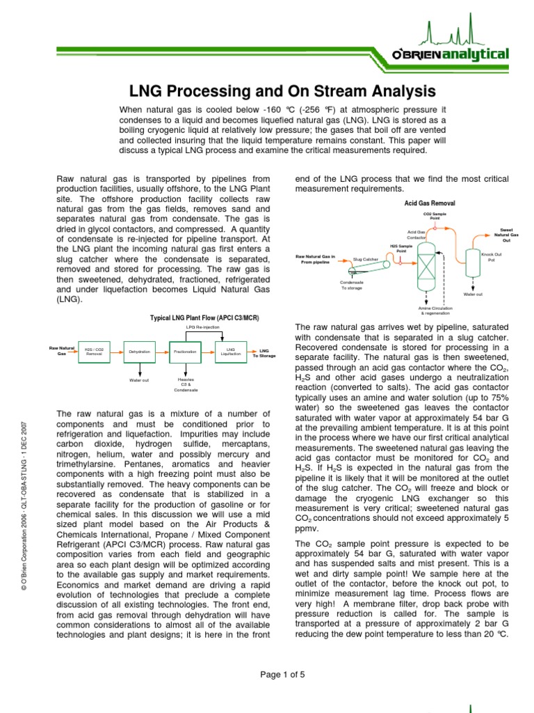 LNG Processing and On Stream Analysis: Typical LNG Plant Flow (APCI C3 ...