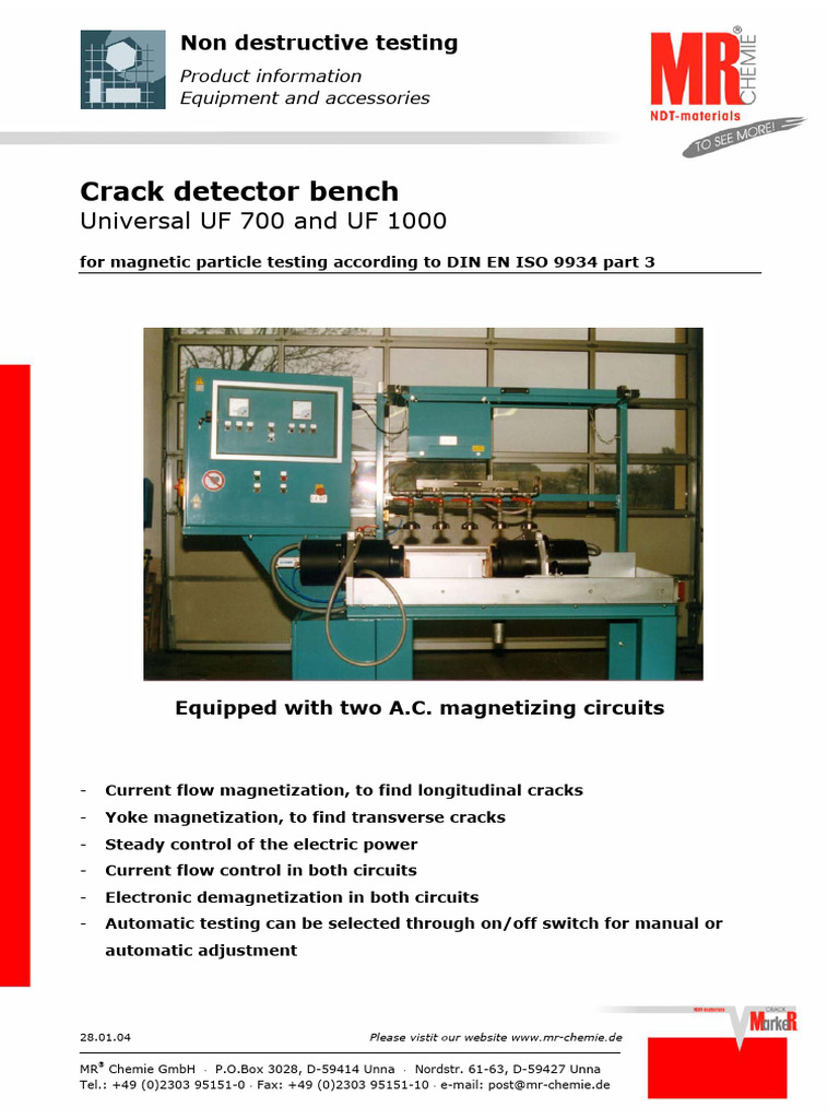 Crack Detector Bench Universal UF 700 and UF 1000 | PDF | Alternating ...