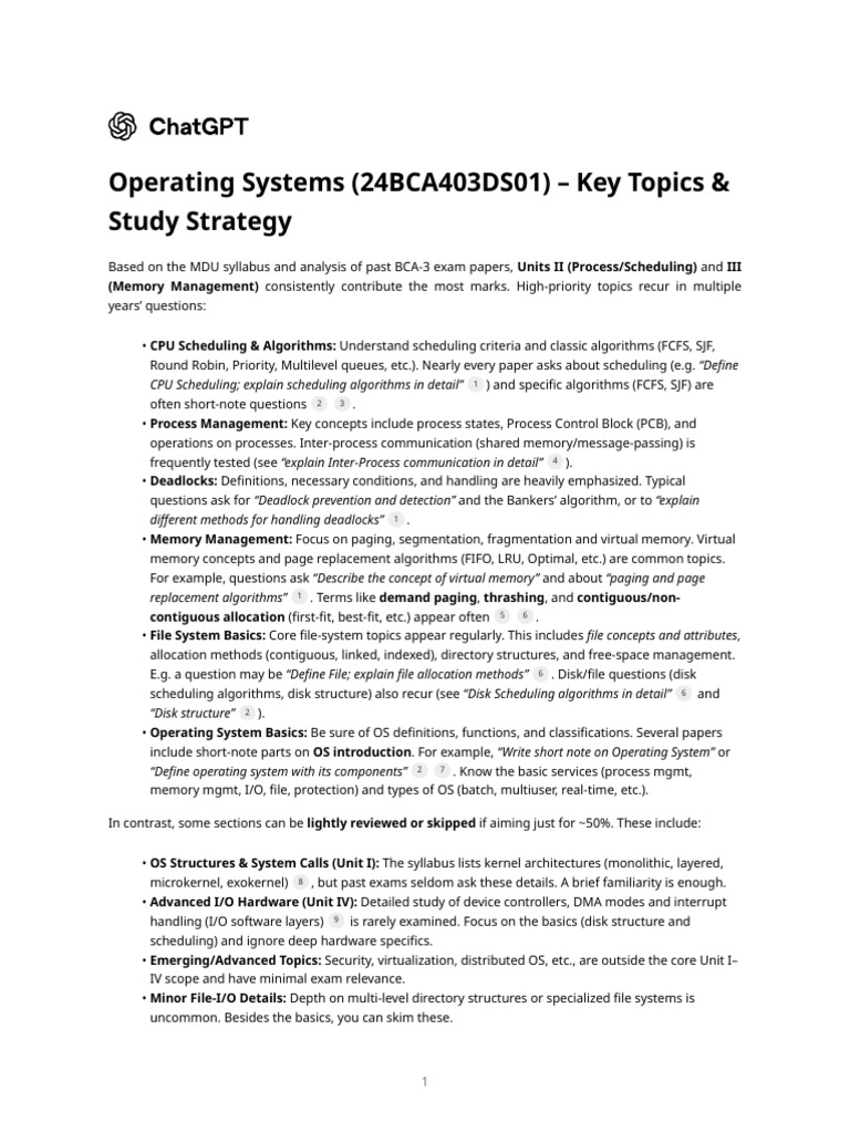 BCA-3 Operating Systems Study Guide | PDF | Scheduling (Computing ...