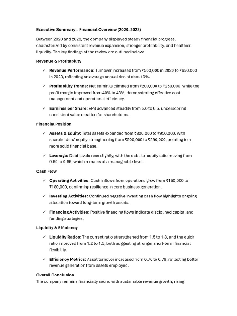 Financial Overview 2020-2023 Summary | PDF