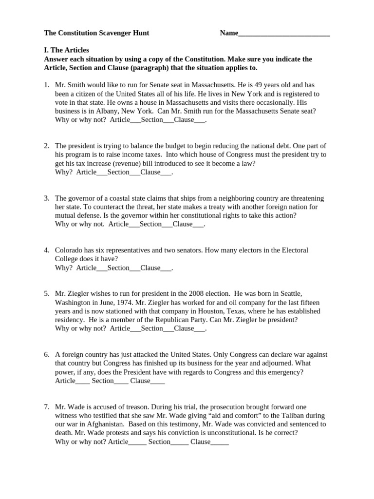Scavenger Hunt | PDF | United States Bill Of Rights | United States ...