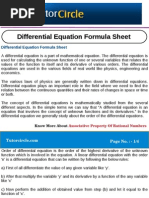 ODE Cheat Sheet | Ordinary Differential Equation | Equations