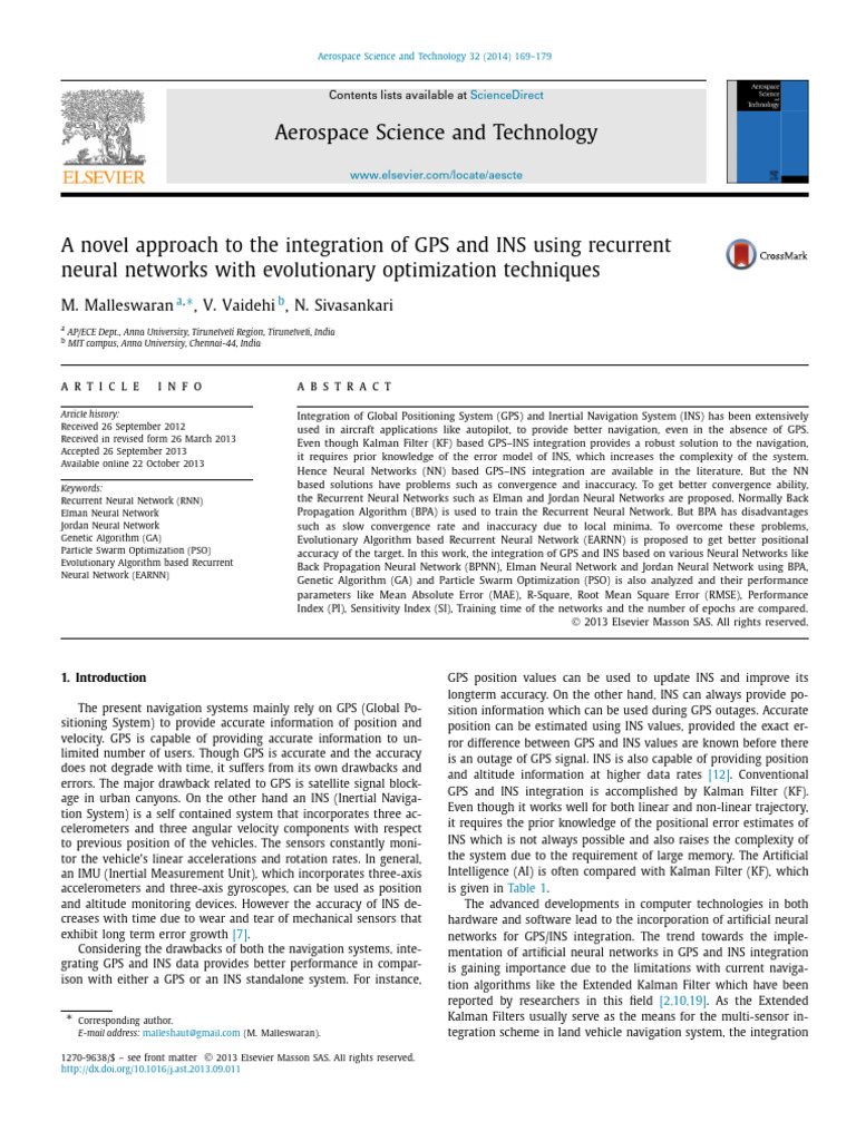 A Novel Approach To The Integration of GPS and INS Using Recurrent ...