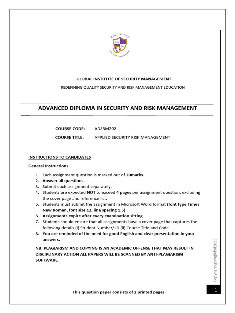 ADSRM Level 2. M2 Assignments | PDF