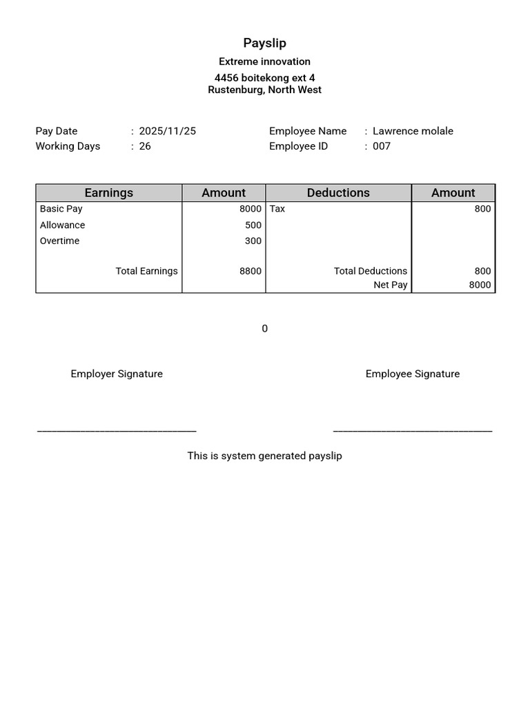 Payslip for Lawrence Molale - Nov 2025 | PDF