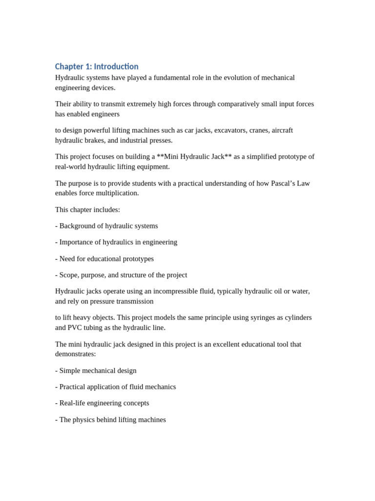 Mini Hydraulic Jack Report 25 to 30 Pages | PDF | Hydraulics ...