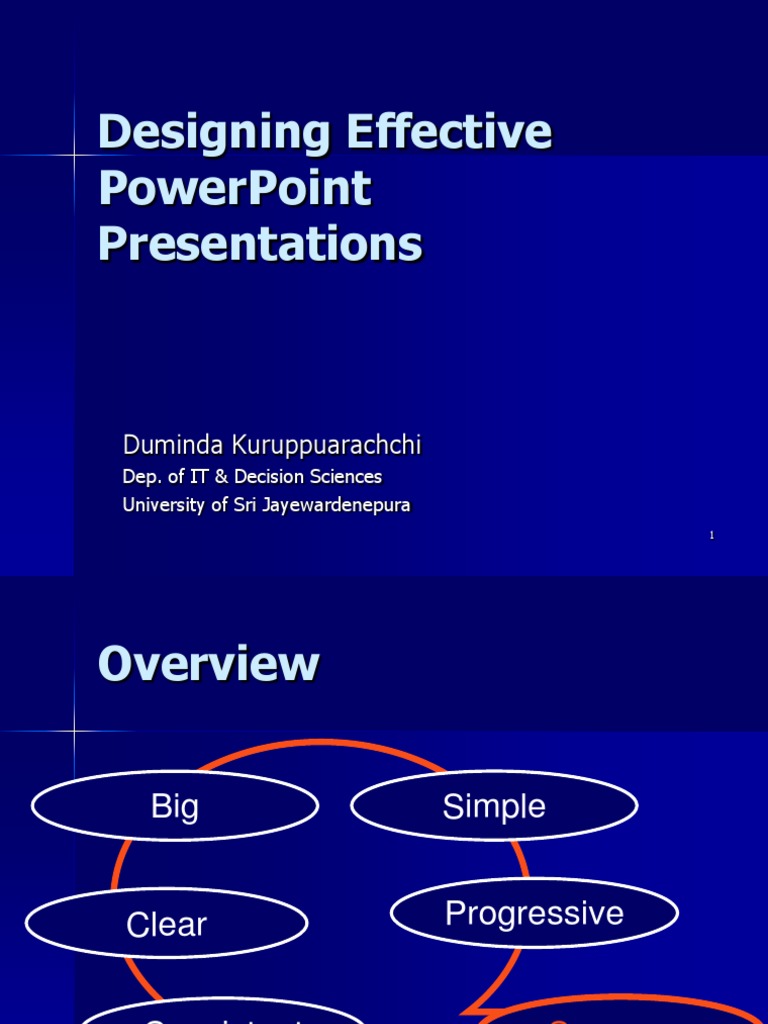 Designing Effective Powerpoint Presentations: Duminda Kuruppuarachchi ...