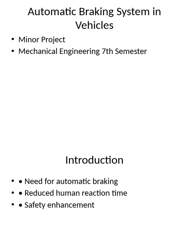 Automatic Braking System for Vehicles | PDF
