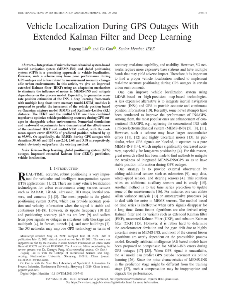 Vehicle Localization During GPS Outages With Extended Kalman Filter and ...