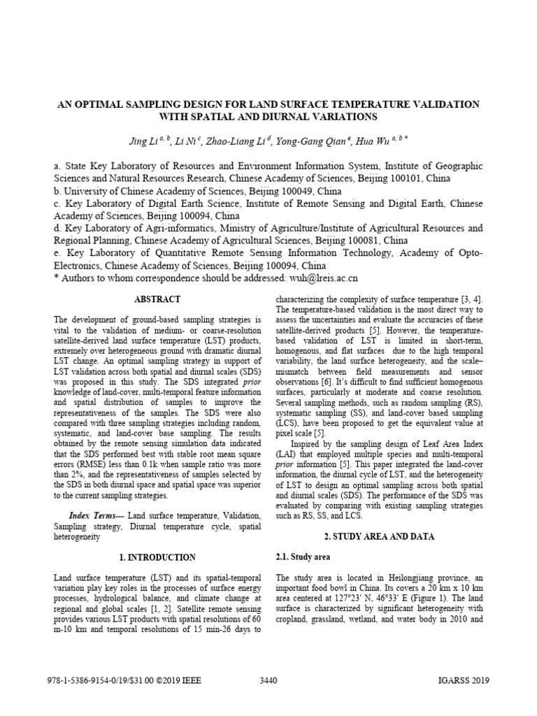 An Optimal Sampling Design for Land Surface Temperature Validation With ...