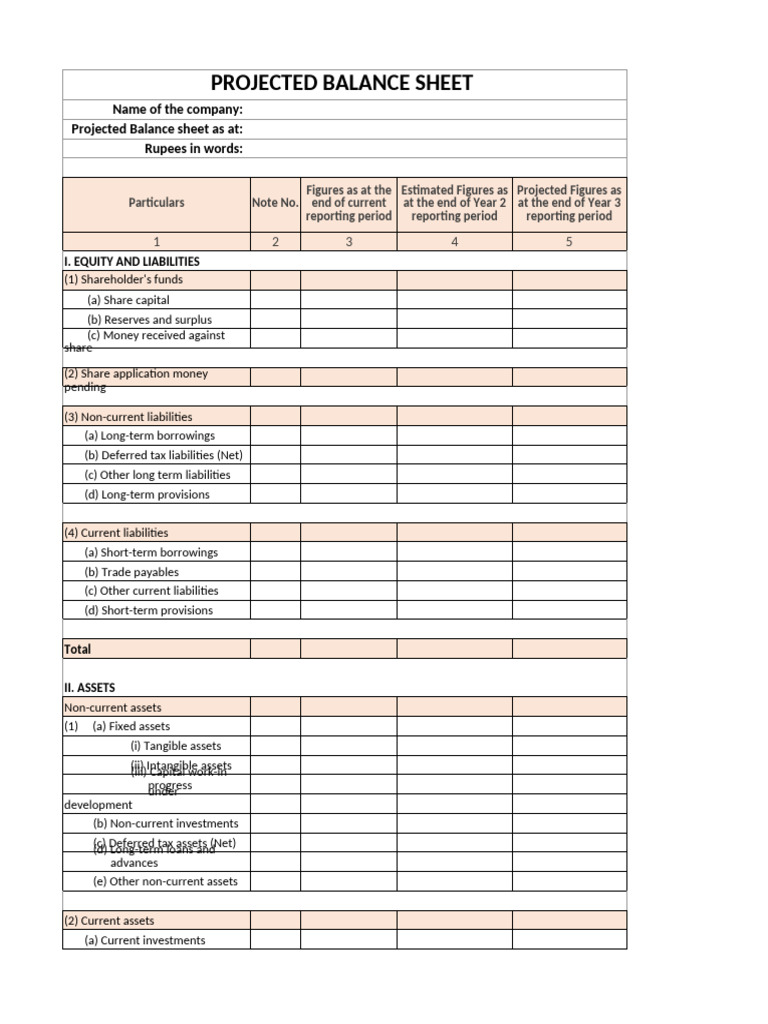 Projected Balance Sheet Overview | PDF
