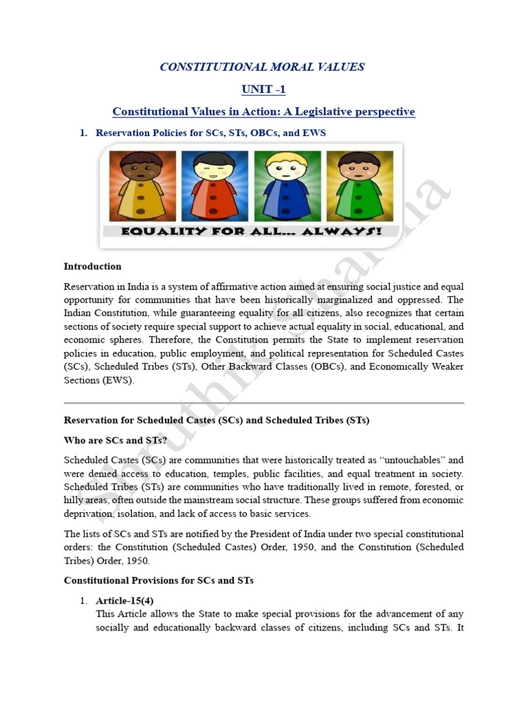 Constitutional Values and Reservation Policies | PDF | Justice | Crime ...