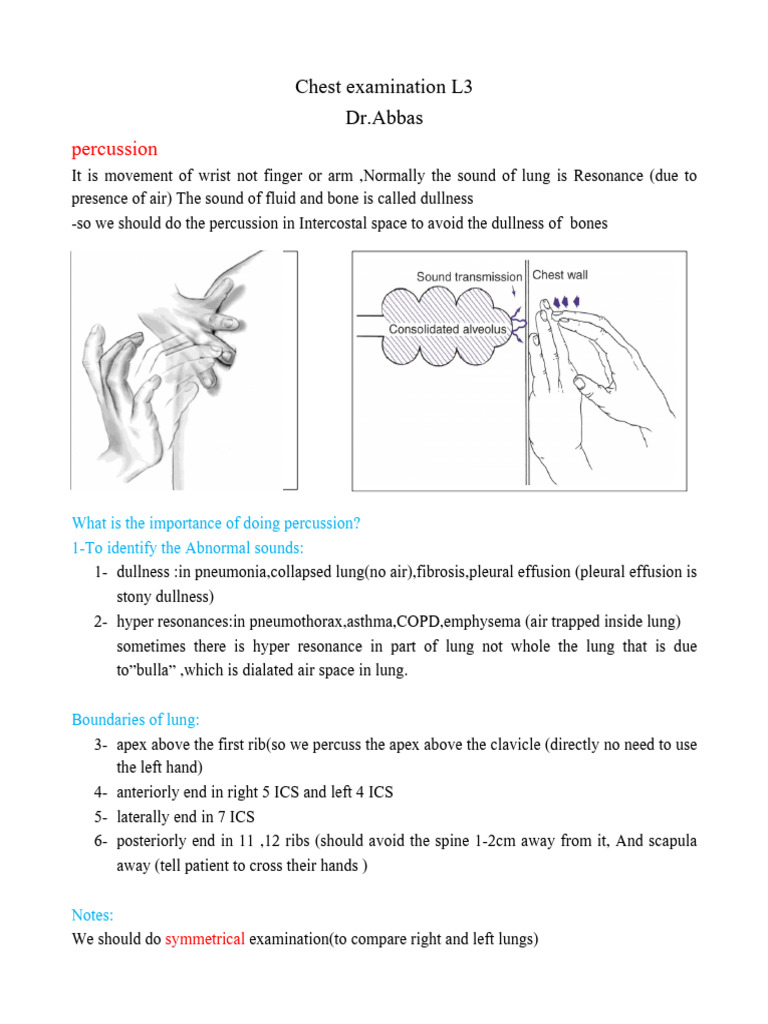 Chest Examination L3 Dr.abbas | PDF | Lung | Chronic Obstructive ...