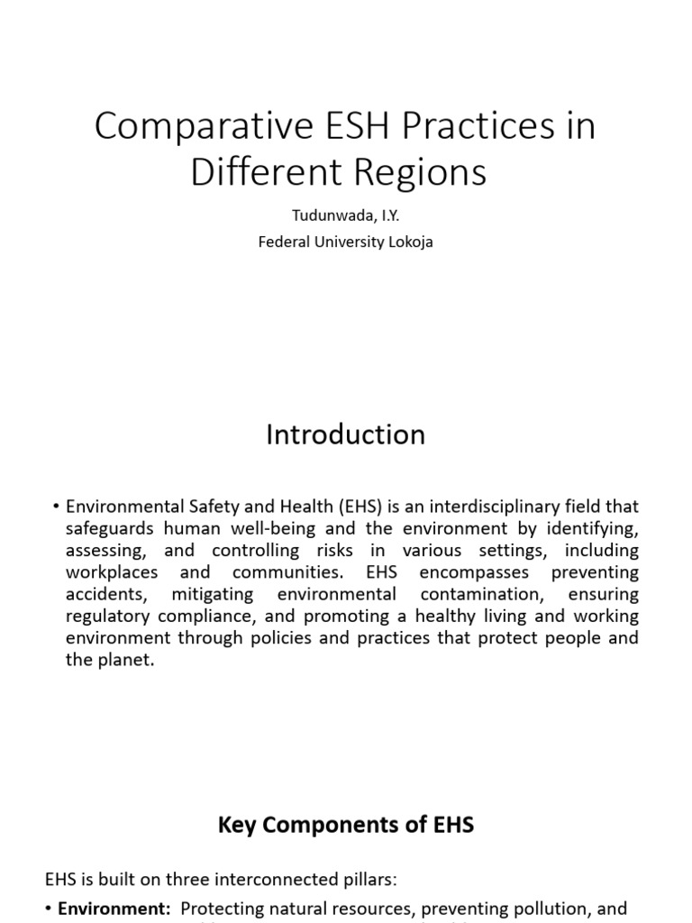 Comparative ESH Practices by Region | PDF | Occupational Safety And ...