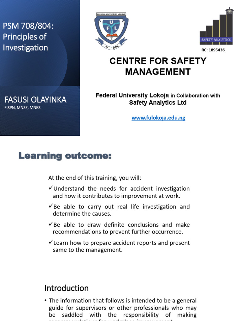 Principles of Accident Investigation Training | PDF | Detective | Crimes