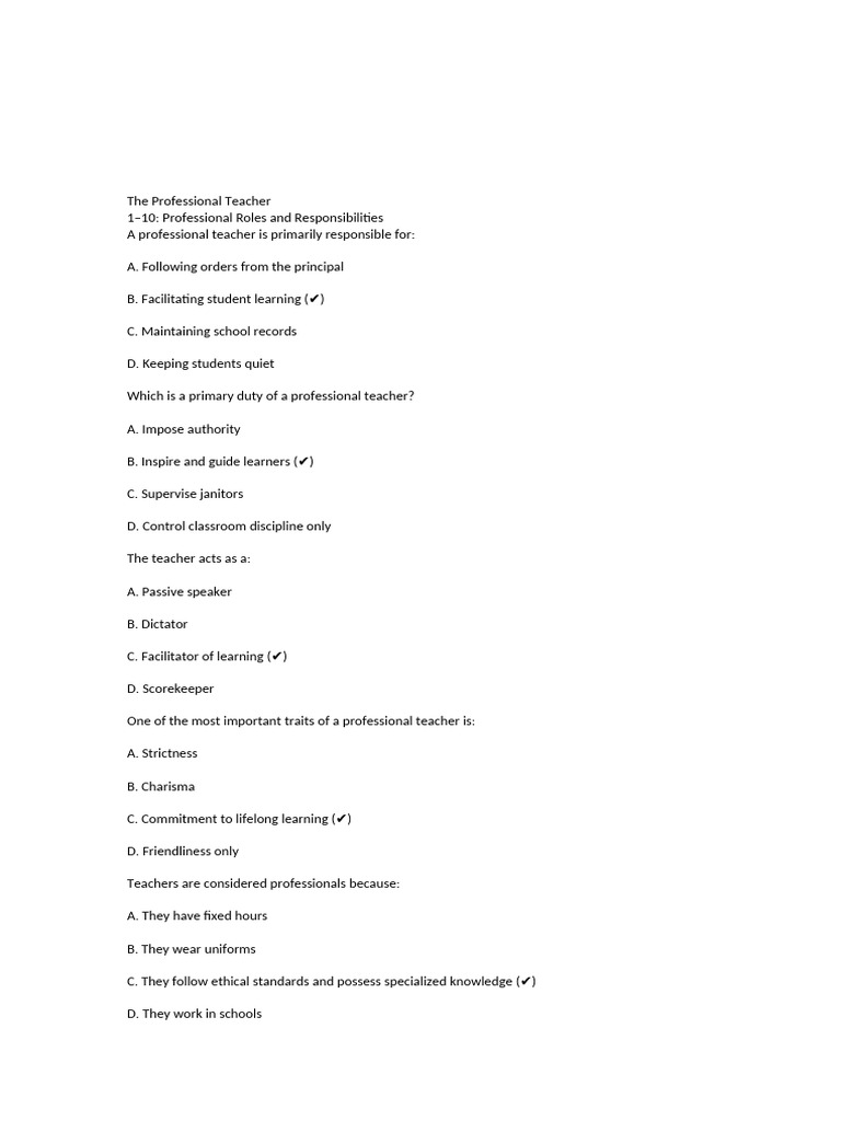 Essential Roles of Professional Teachers | PDF | Teachers | Learning