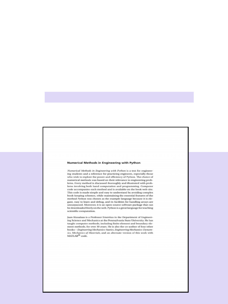 Numerical Methods in Engineering with Python J Kiusalaas Cambridge 1st ...