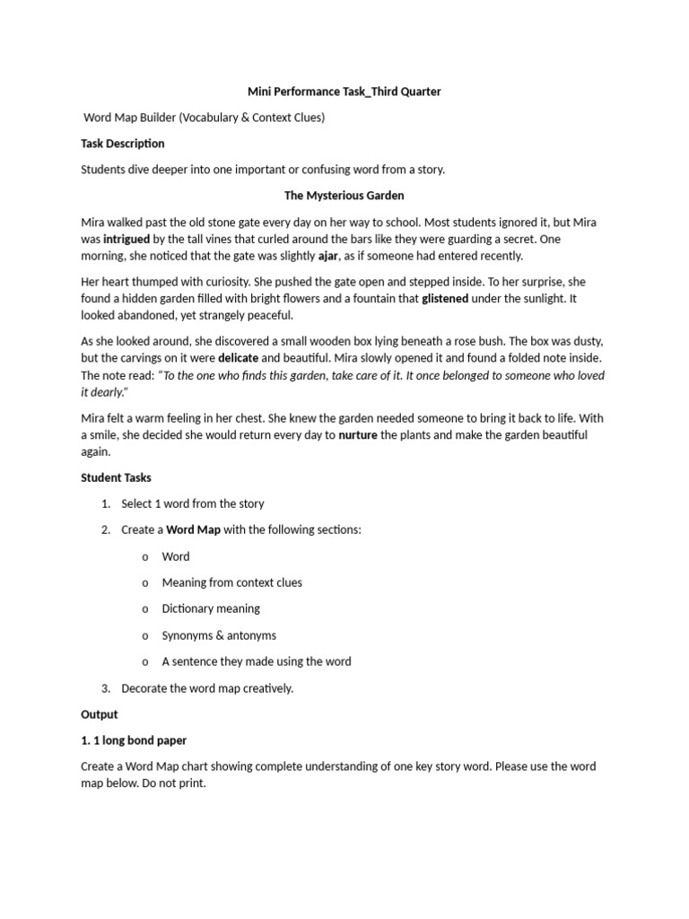 Mini Performance Task - Third Quarter - Grade5 | PDF