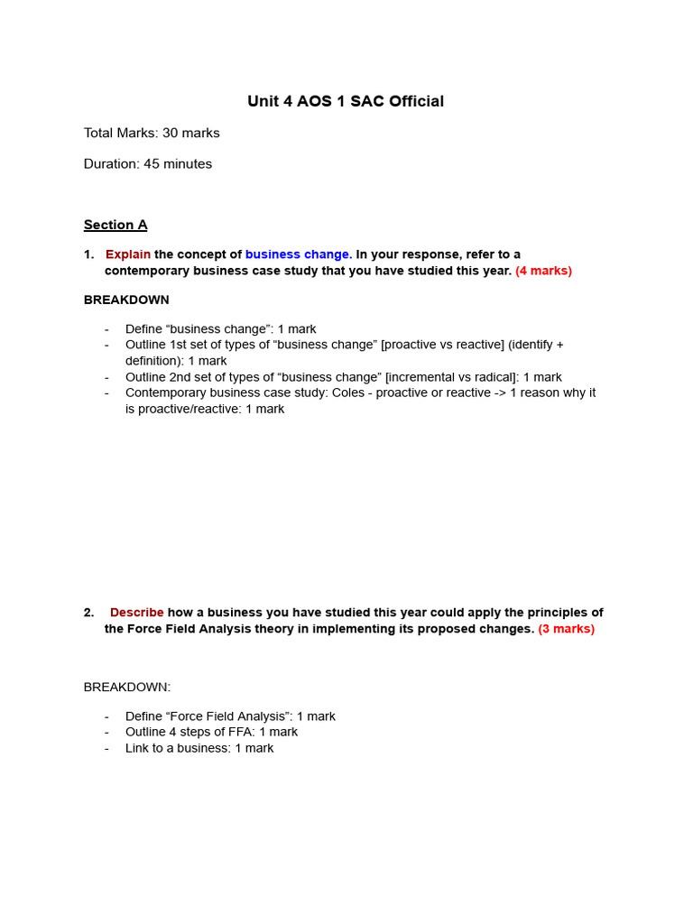 [GUIDED] U4 AOS 1 Practice SAC #1 | PDF | Performance Indicator | Expense