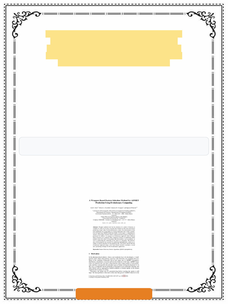 A Wrapper Based Feature Selection Method for ADMET Prediction Using ...