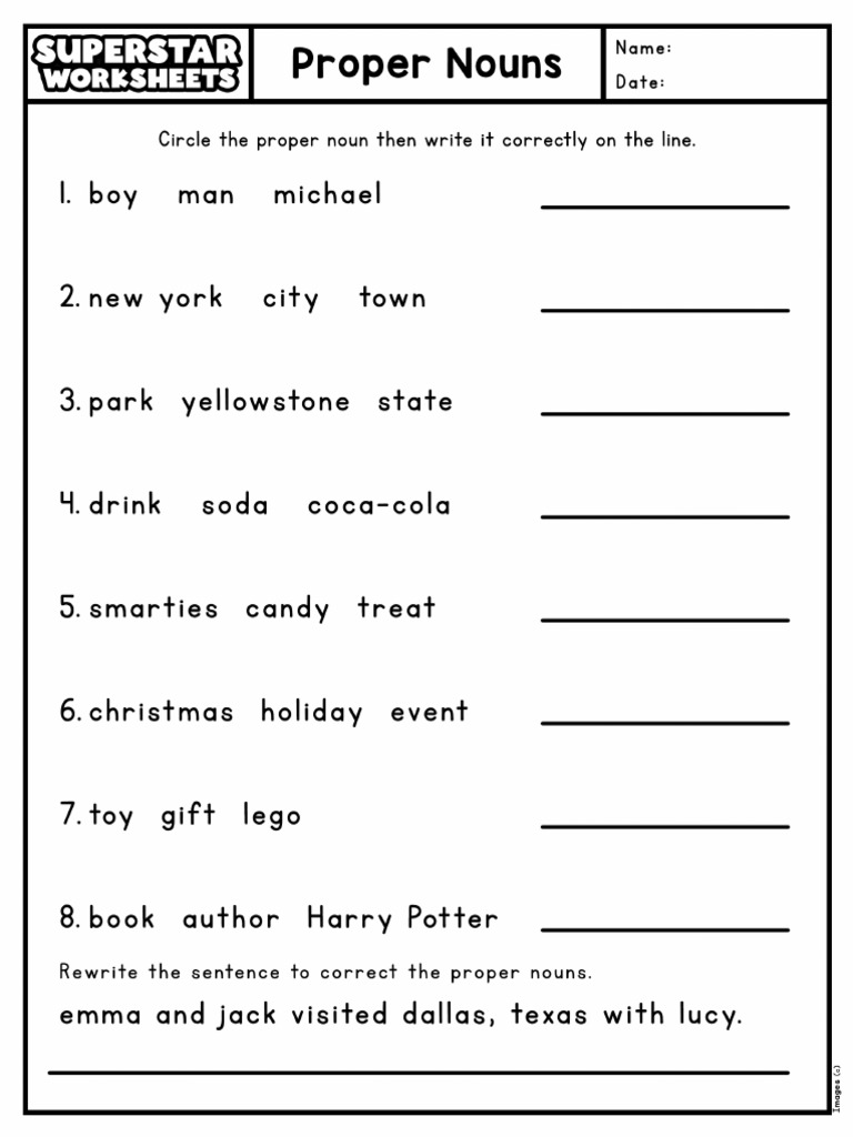 Proper Nouns Correcting Worksheet | PDF