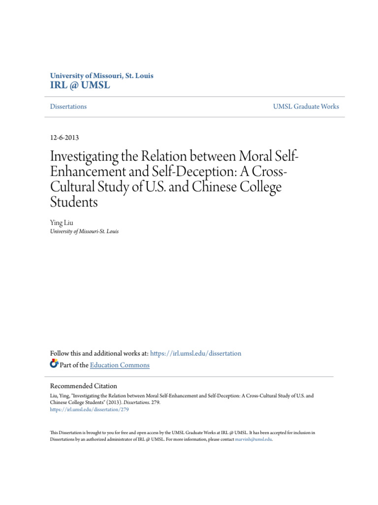Investigating The Relation Between Moral Self-Enhancement and Sel | PDF ...