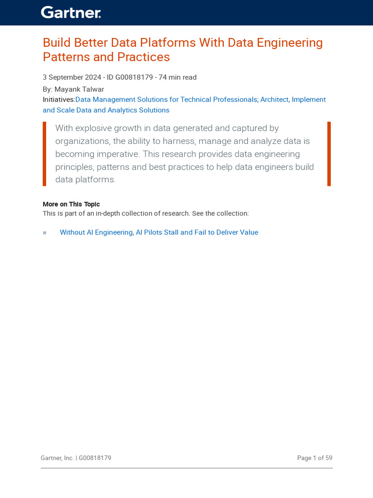Gartner - Build Better Data Platforms With Data Engineering | PDF ...