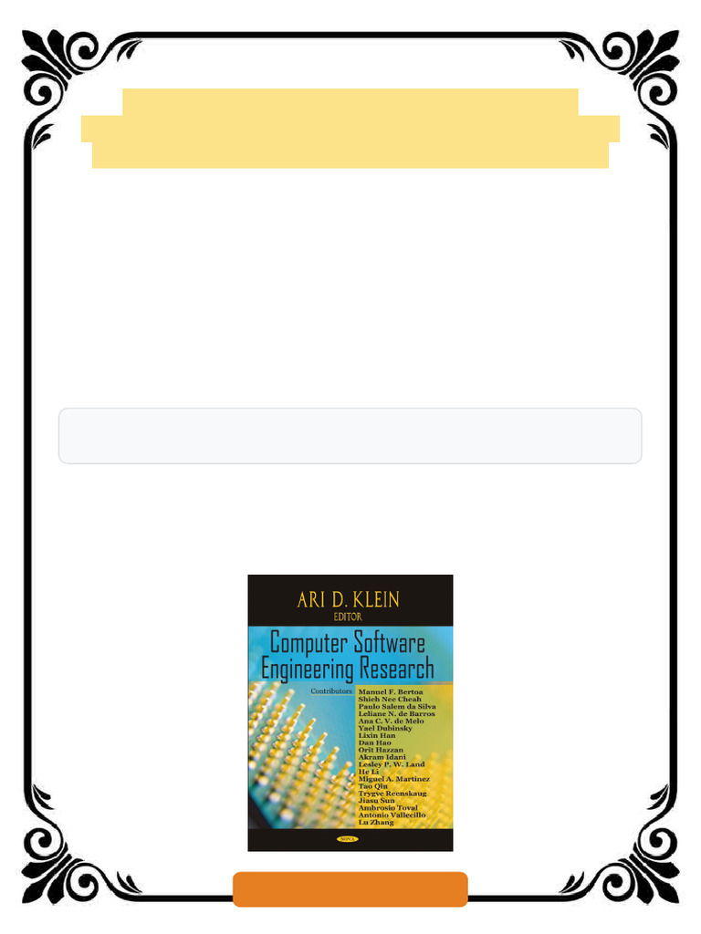 Computer Software Engineering Research 1st Edition by Ari Klein ISBN ...