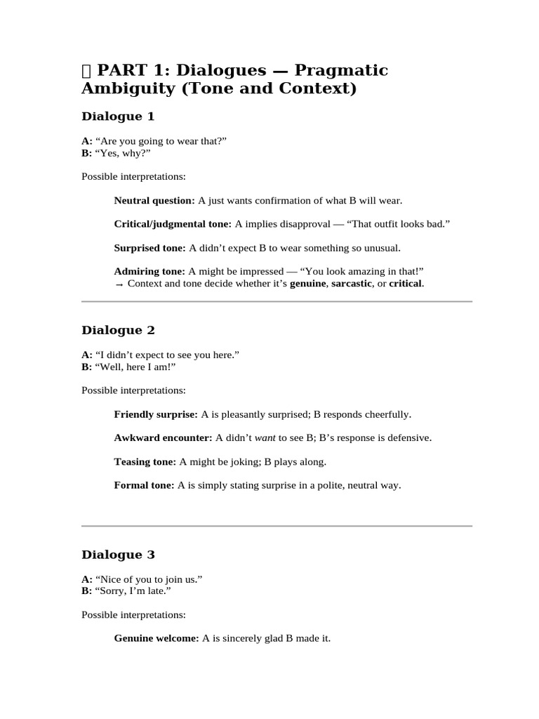 Pragmatic and Syntactic Ambiguity Explained | PDF | Ambiguity | Human ...