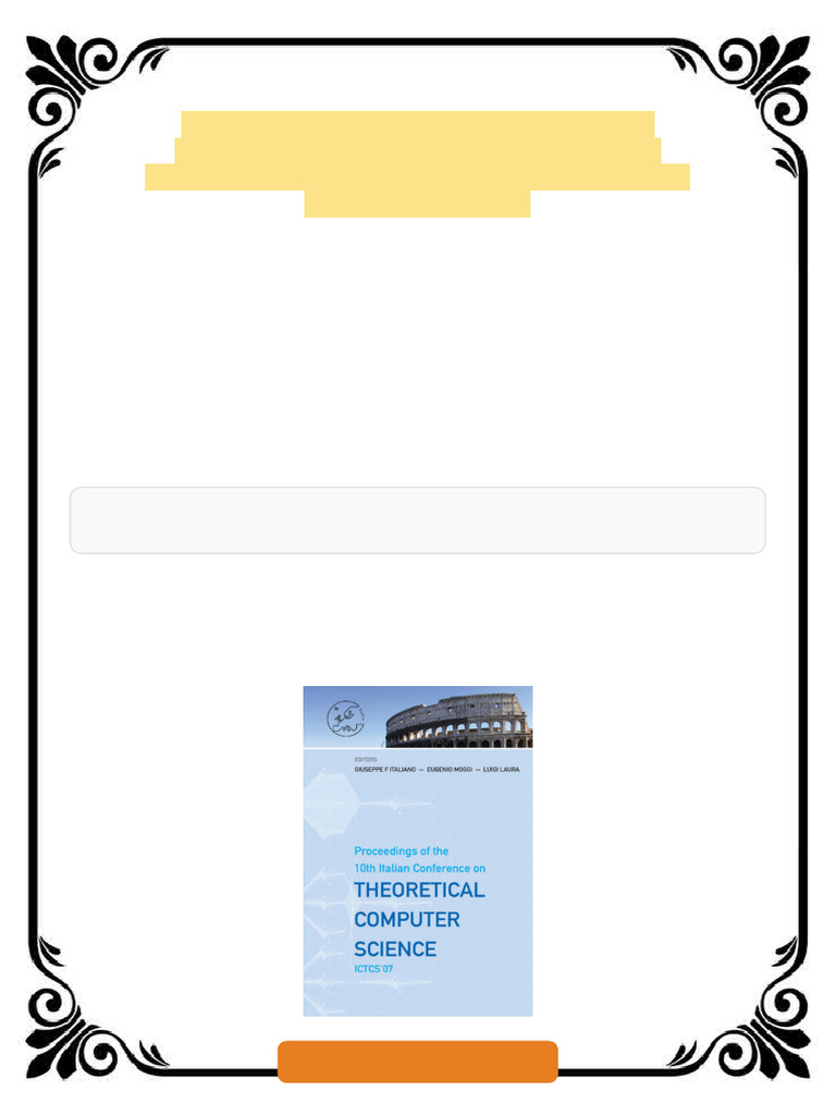 Theoretical Computer Science 1st Edition by Giuseppe Italiano, Eugenio ...