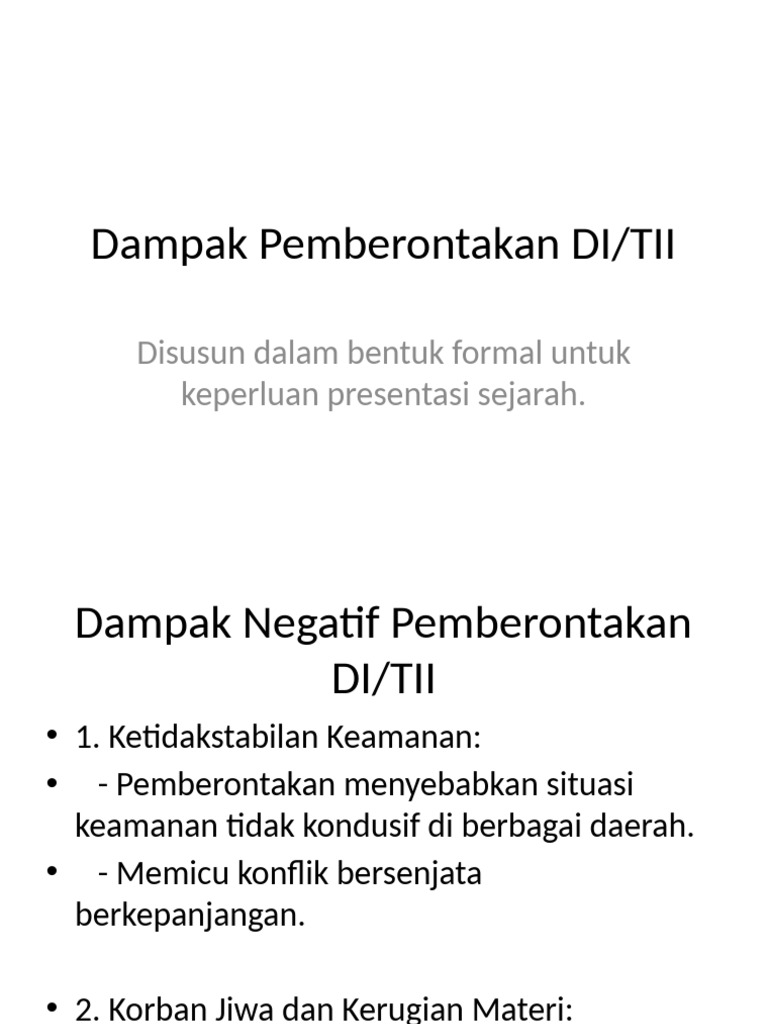 Dampak Pemberontakan DI TII Formal | PDF