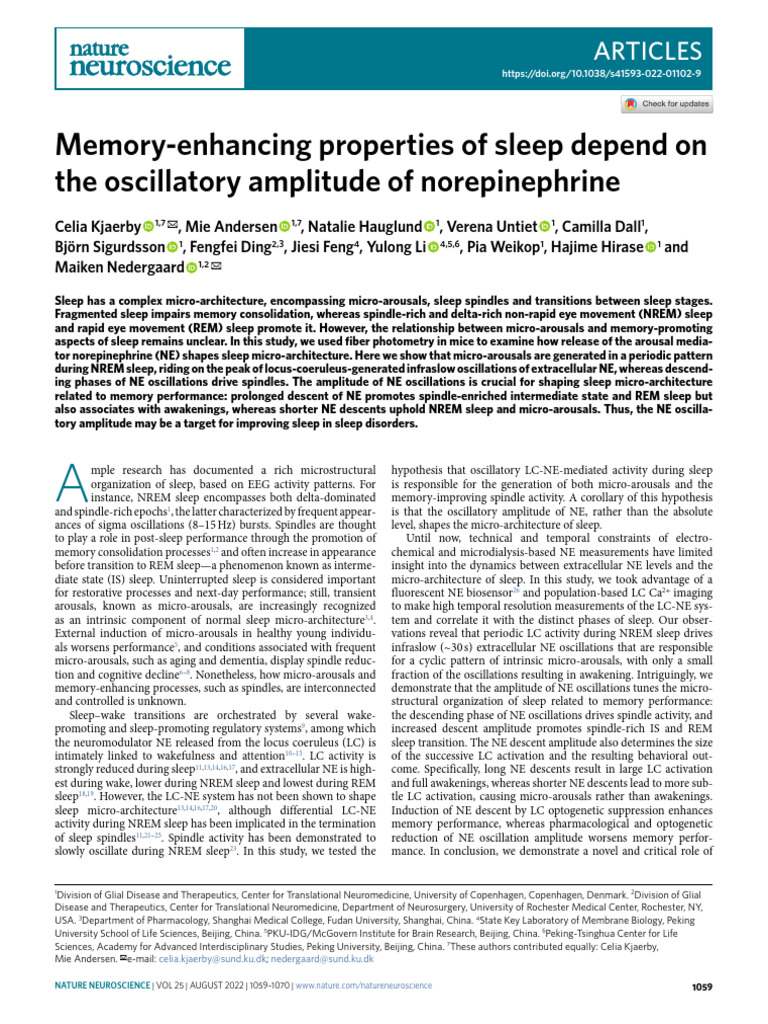 Memory-Enhancing Properties of Sleep Depend on... | PDF | Sleep ...