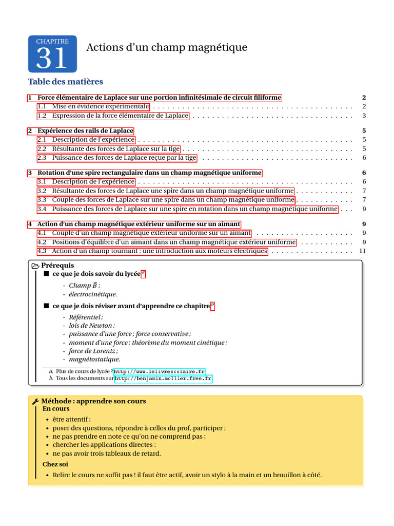 Actions d'un champ magnétique et forces de Laplace | PDF | Champ ...