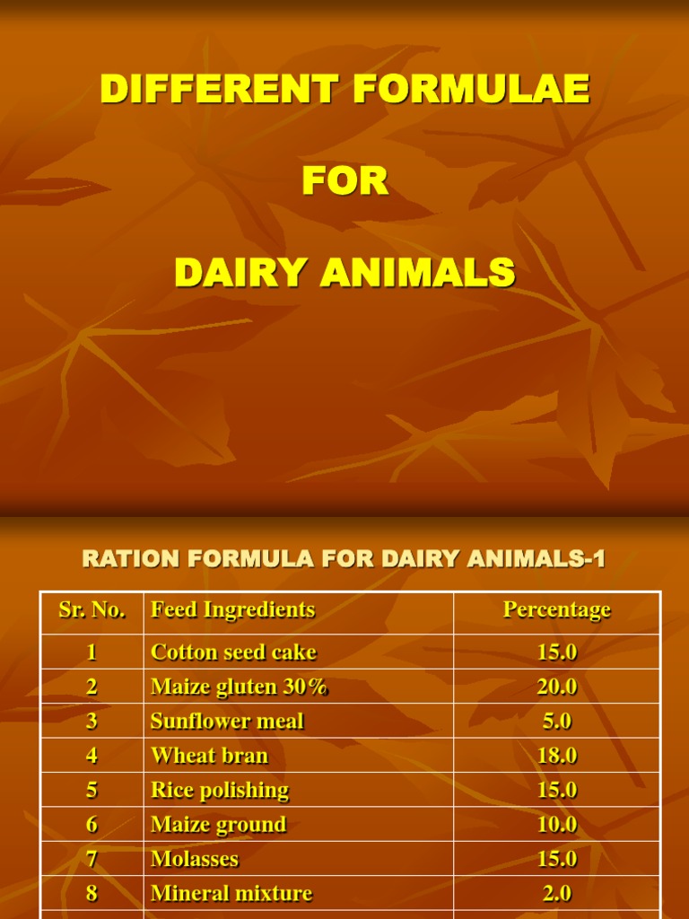 Dairy Cattle Formulae | PDF