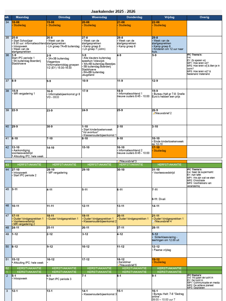 IKC Jaarkalender 25 - 26 OUDERS | PDF