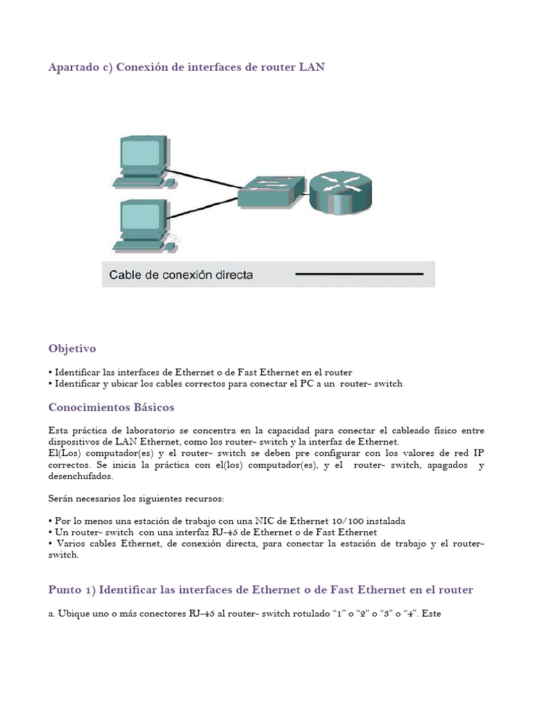 Conexión de Interfaces en Router LAN | PDF | Controlador de interfaz de ...