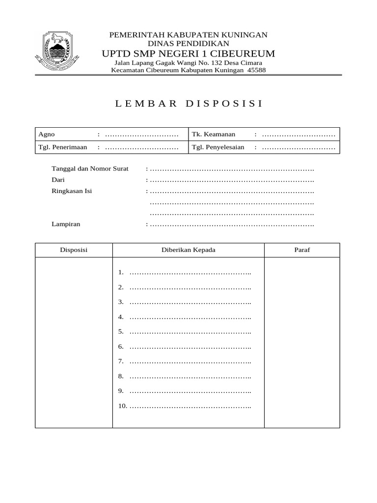 Surat Disposisi | PDF